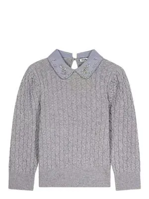 Maje Cable-knit Detachable-collar Jumper Grey