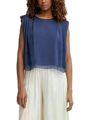 HAVEONE Padded-shoulder Pleated Top - Blue