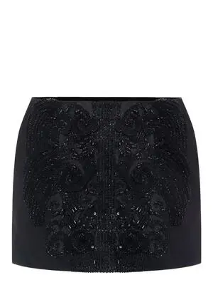 Elisabetta Franchi Double-layer Crêpe Miniskirt With Crystals - Black