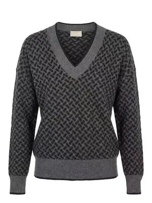 DRUMOHR Geometric-pattern V-neck Sweater - Grey