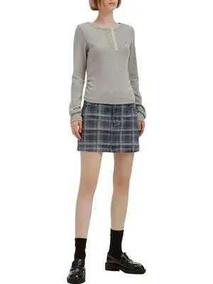 B+AB Lace-trim Ruched-side T-shirt - Grey