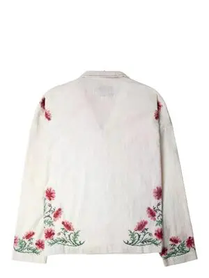 BAZISZT Bernie Floral-embroidered Cotton Shirt - White
