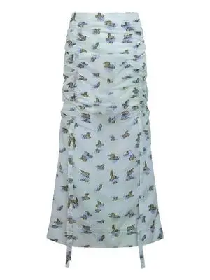 Ulla Johnson Liora Floral-print Ruched Midi Skirt Neutrals