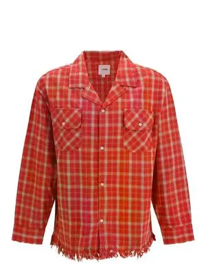 FOUND Fringe Plaid Shirt - Red