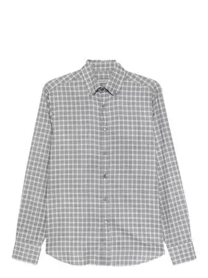 Canali Check-pattern Button-down Shirt - Grey