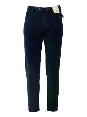 WHITE SAND Belted Corduroy Trousers - Blue