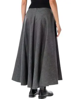 AMI Paris Pleated A-line Midi Skirt - Grey