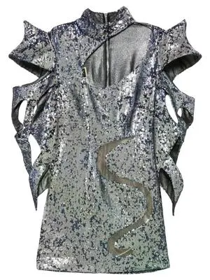 MITILIANE COUTURE Sequin-embellished Cut-out Mini Dress - Silver