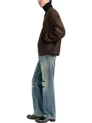 MAISON MARGIELA Herringbone-pattern Zipped Bomber Jacket - Brown