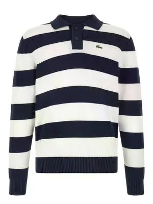 Lacoste Striped Polo-collar Long-sleeves Polo Shirt - Blue