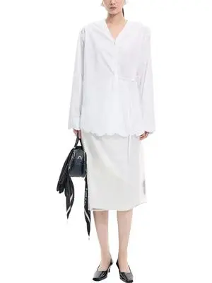 JNBY Mesh-embroidered Layered Midi Skirt - Neutrals