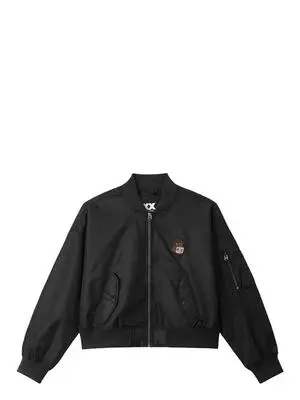 FINGERCROXX Logo-patch Zip-up Bomber Jacket Black