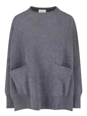 MA'RY'YA Side-slit Pocket-detail Sweater Grey