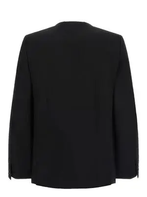 Comme Des Garçons Raw-cut Collarless Blazer - Black