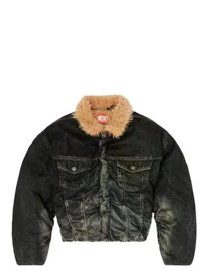DIESEL® Ruched Denim Jacket Black