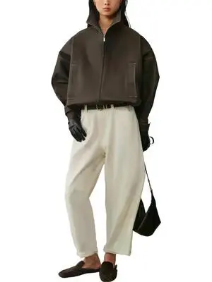 LESS T-silhouette Dolman-sleeve Jacket - Brown