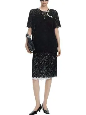 JNBY Lace-embroidery Midi Skirt - Black