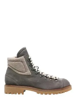 Eleventy Suede Panelled Ankle Boots Grey