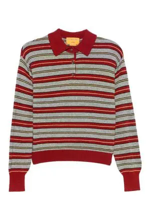 Guest In Residence Striped Polo-collar Sweater Grey