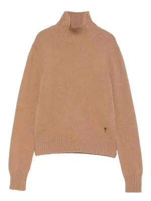 AMI Paris De Coeur Roll-neck Sweater - Neutrals