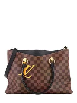 LOUIS VUITTON Riverside Handbag Damier With Leather Tote Bag - Brown