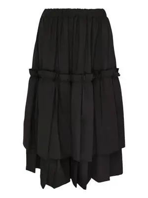 Comme Des Garçons Tiered Ruffled Midi Skirt - Black
