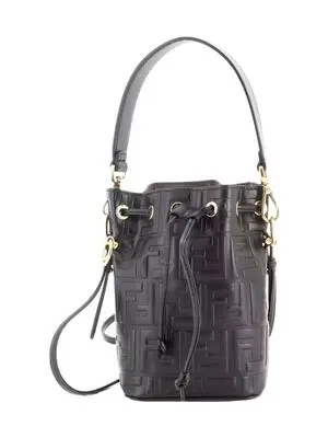 Fendi Mon Tresor Zucca Embossed Leather Mini Bucket Bag - Black