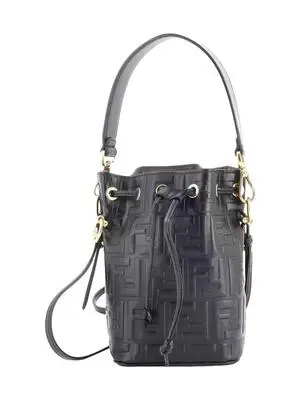 Fendi Mon Tresor Zucca Embossed Leather Mini Bucket Bag - Black