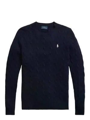 Polo Ralph Lauren Cable-knit Embroidered-logo Sweater - Blue