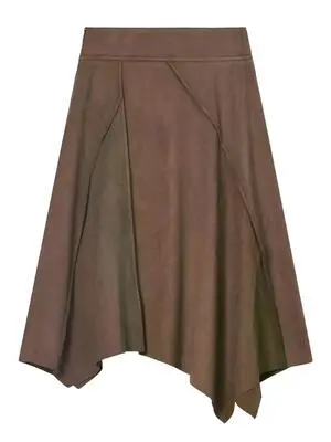 B+AB Asymmetric Panelled Midi Skirt - Brown