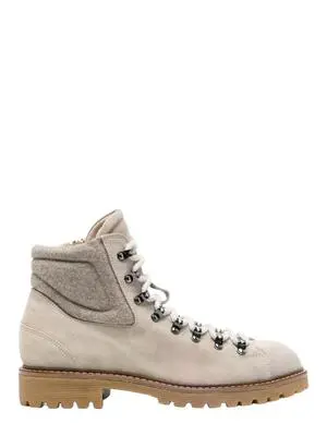 Eleventy Suede Panelled Ankle Boots - Neutrals