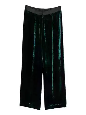 FORTE_FORTE Moiré Crushed-velvet Straight-leg Trousers - Green