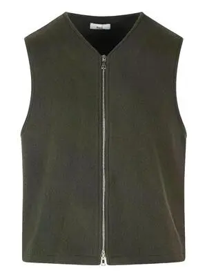 RIER Zip-up Wool Vest - Brown