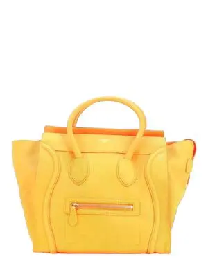 Celine Luggage Bag Grainy Leather Mini Tote Bag - Orange