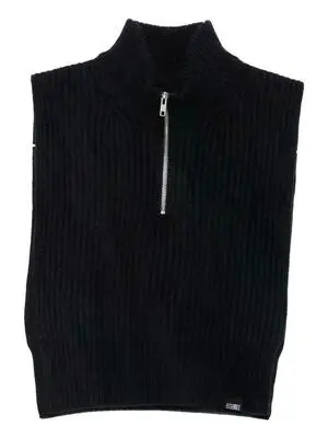 MAISON MARGIELA Ribbed-knit Half-zip Sweater