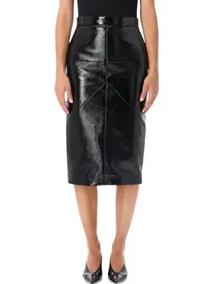 LANVIN Patent-finish Midi Skirt - Black