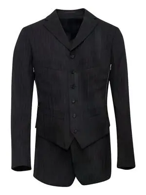 Comme Des Garçons Dobby Pinstripe-pattern Zip-detail Blazer - Blue