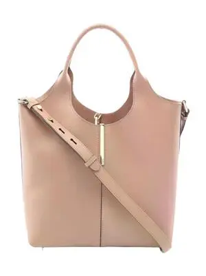 TOD'S 2010s Vertical-seam Tote Bag Neutrals