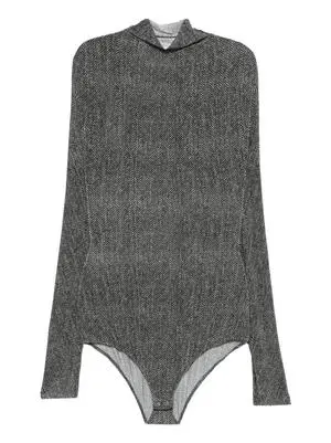 MAISON MARGIELA Herringbone-print High-neck T-shirt Grey