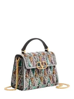 Valentino Garavani Vsling Mini Embroidered Handbag Black
