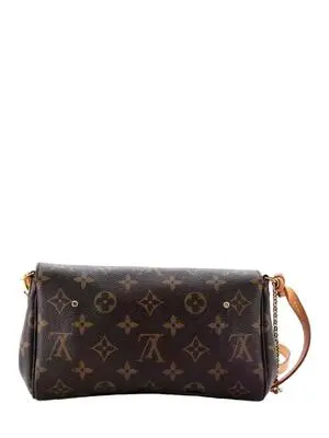 LOUIS VUITTON Favorite Handbag Monogram Canvas Pm Clutch Bag Brown