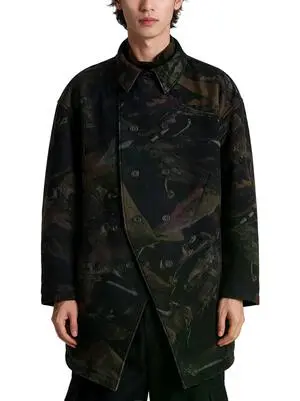 YOHJI YAMAMOTO Abstract-pattern Double-breasted Coat