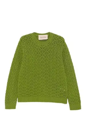 VALENTINO V-detail Cable-knit Sweater