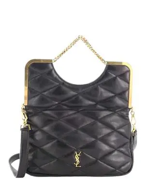 SAINT LAURENT Charniere Frame Quilted Leather Clutch Bag