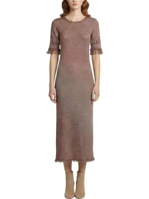 ISABEL MARANT VINTAGE Fringed Bouclé Midi Dress