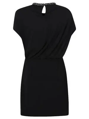 ROLAND MOURET Crystal-embellished Draped Mini Dress