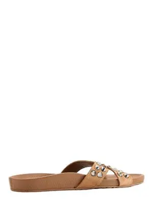 PEDRO GARCIA Analis Crystal-embellished Crossover-strap Flat Sandals Brown