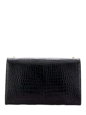 SAINT LAURENT Classic Monogram Tassel Crocodile Embossed Leather Medium Crossbody Bag