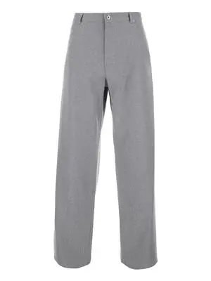 Bottega Veneta Grey Pants With Front Closure And Patch Pockets In Wool For - Multicolor