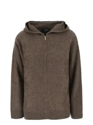 Max Mara 'S Maxmara Women Brown Hooded Sweatshirt With Front Zip Closure In Wool For Women Multicolor